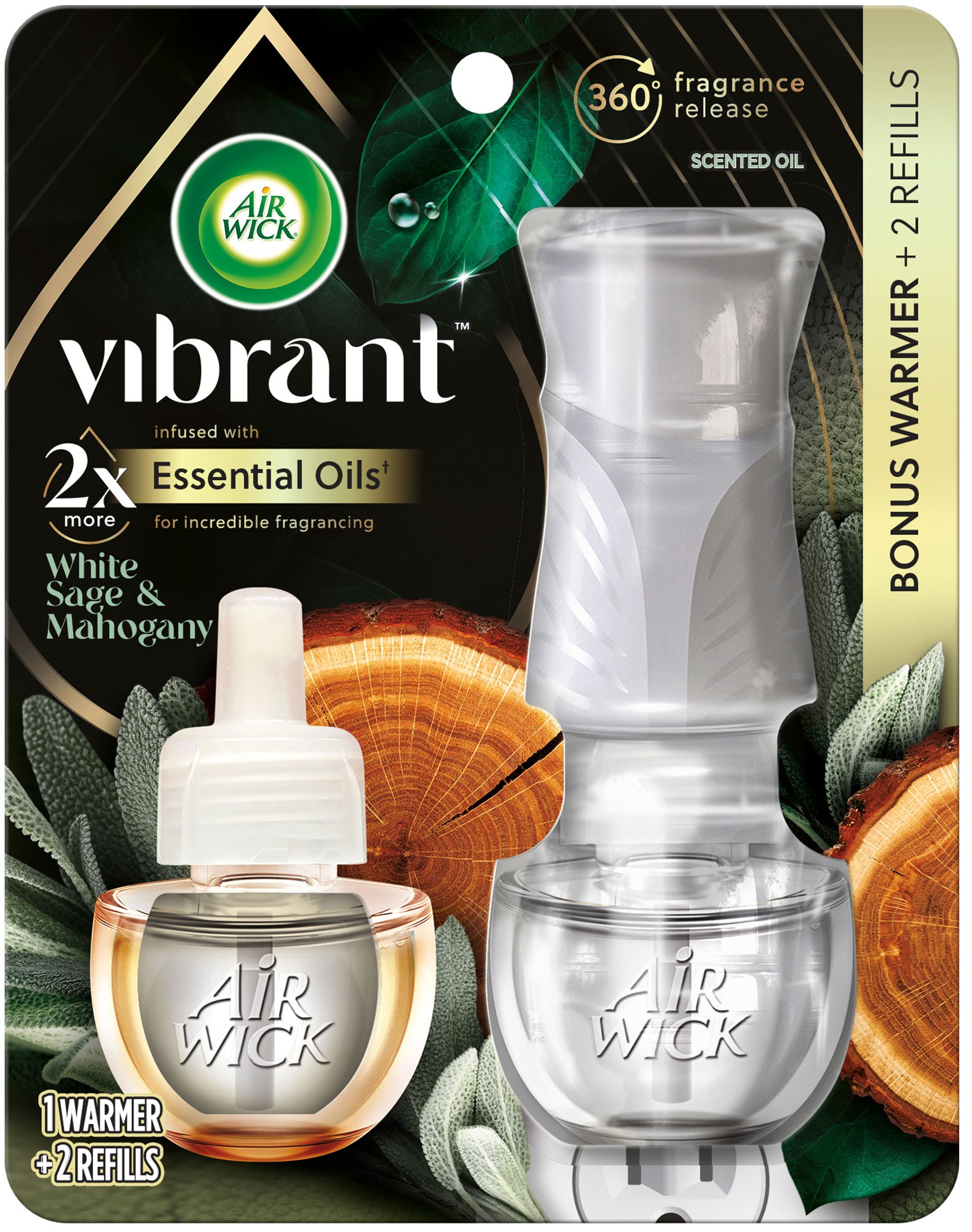 Air Wick Vibrant Scented Oil Starter Kit, Plug In Air Freshener, White ...