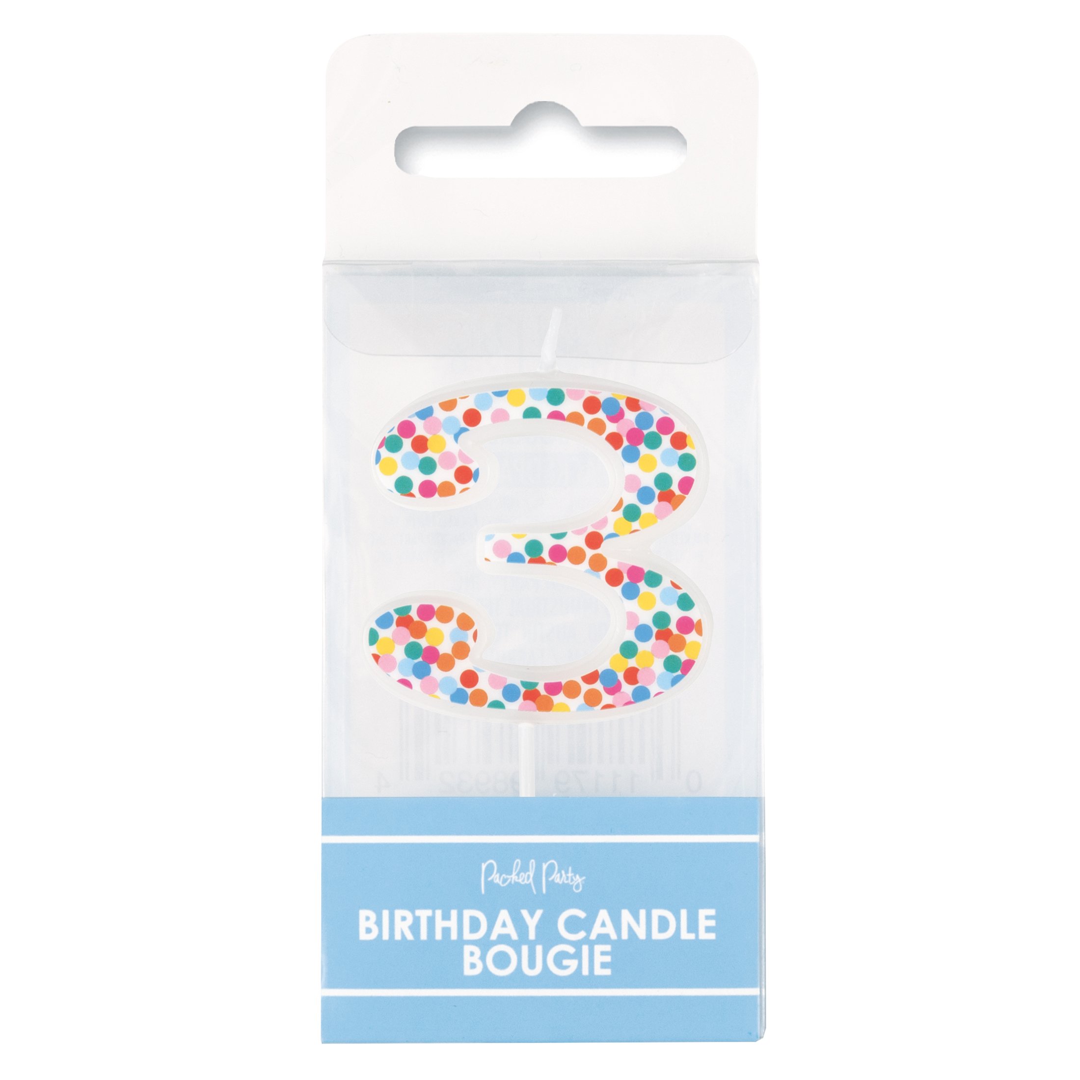 Packed Party Number 3 Confetti Birthday Candle - Shop Birthday candles ...
