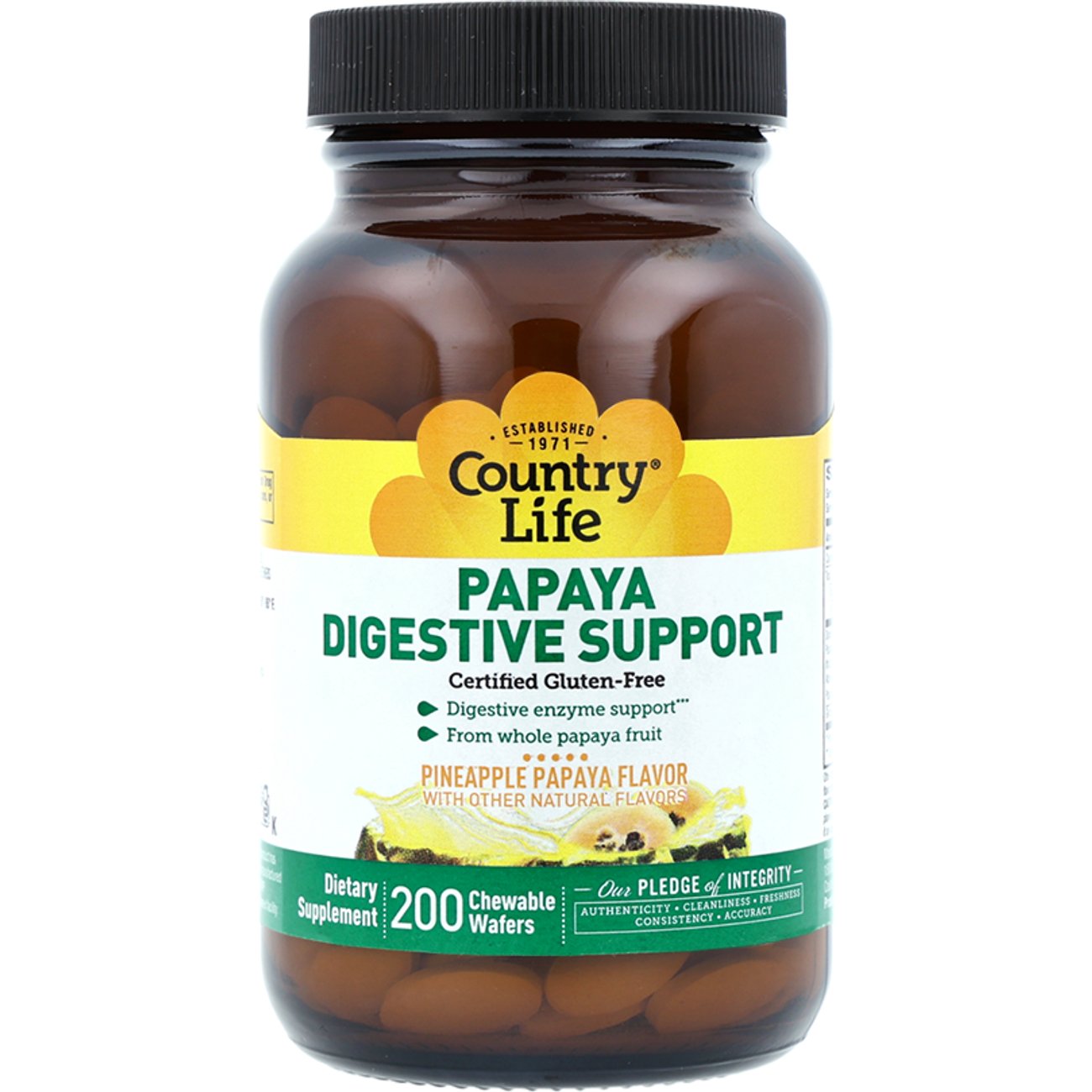 Country Life Vitamins Papaya Digestive Support Chewable Wafers - Shop ...