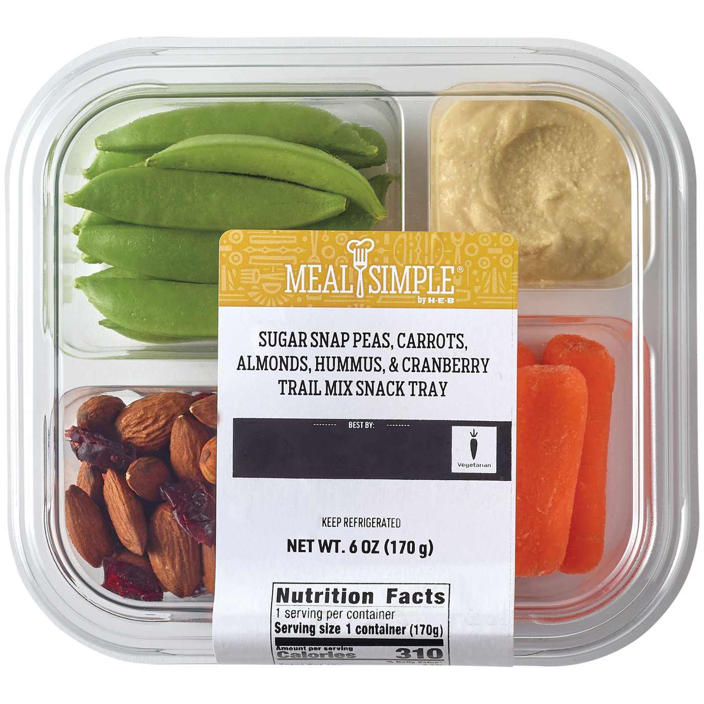 Meal Simple by H-E-B Snack Tray - Sugar Snap Peas, Carrots, Almonds ...