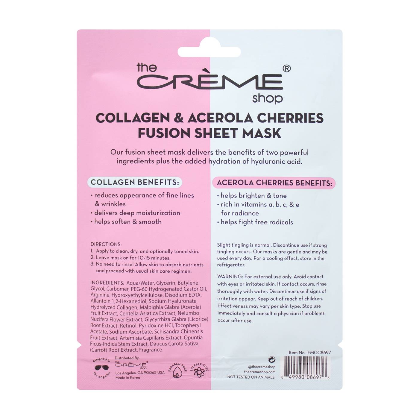 The Crème Shop Fusion Sheet Mask - Collagen & Acerola Cherries - Shop ...