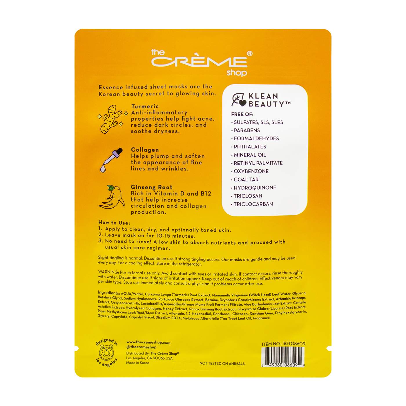 The Crème Shop Turmeric Glow Essence Sheet Mask - Shop Facial masks ...