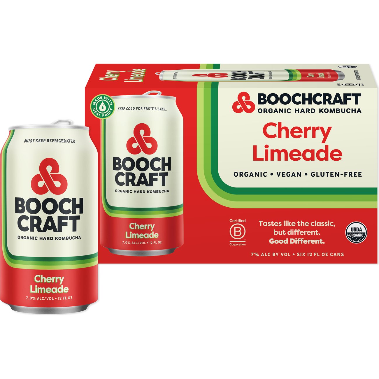 Boochcraft Cherry Limeade Hard Kombucha 6 pk Cans - Shop Malt beverages ...