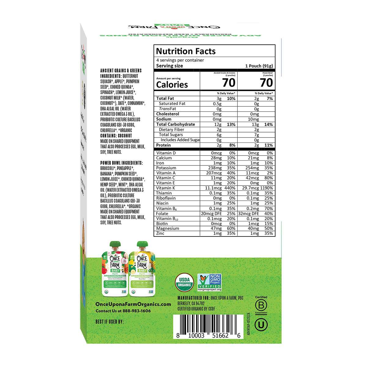 Once Upon a Farm Organic Advanced Nutrition Pouches - Variety Pack ... Once Upon a Farm Organic Advanced Nutrition Pouches - Variety Pack ...