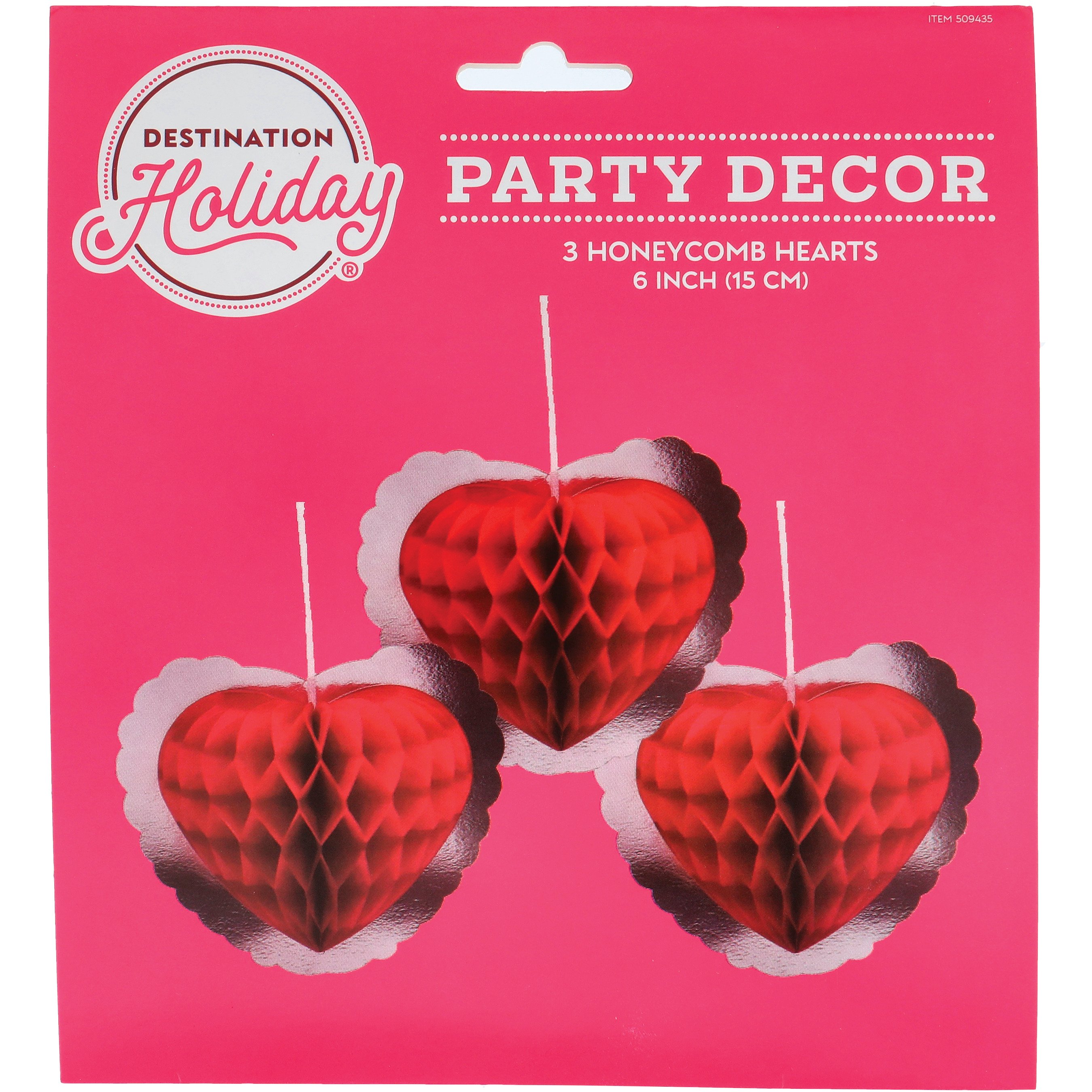 Destination Holiday Valentine's Day Hanging Honeycomb Hearts, 3 Pk ...