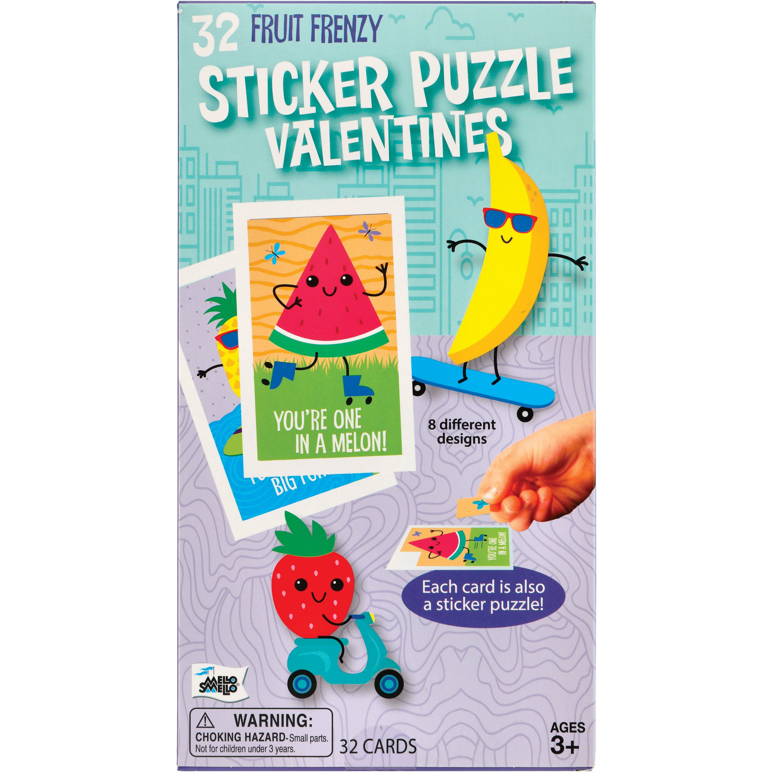 Mello Smello Fruit Frenzy Sticker Puzzle Valentine Exchange Cards ...