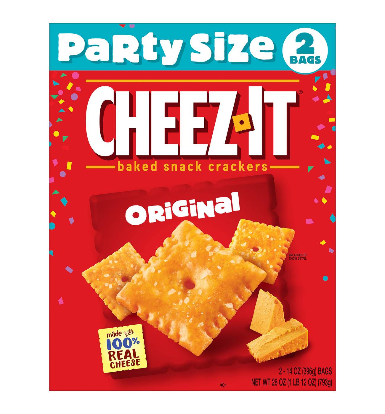 Cheez-It Original Baked Snack Cheese Crackers, Party Size - 2 Bags ...