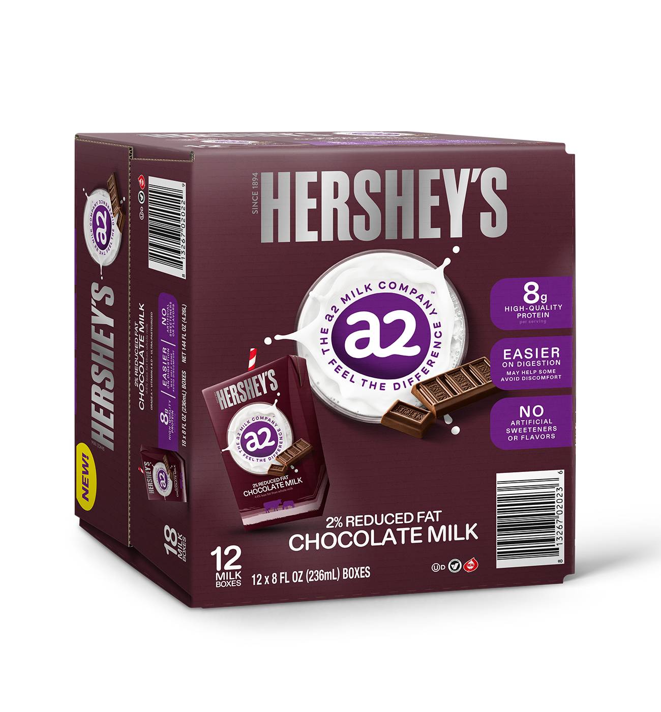 a2 Milk 2% Reduced Fat Hershey's Chocolate Milk 12 pk Boxes - Shop Milk ...
