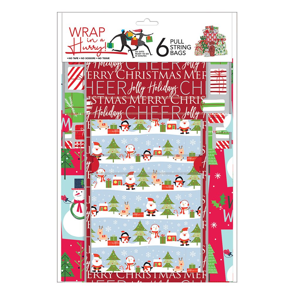 Wrap in a Hurry Assorted Pull String Christmas Gift Bags - Shop Gift ...