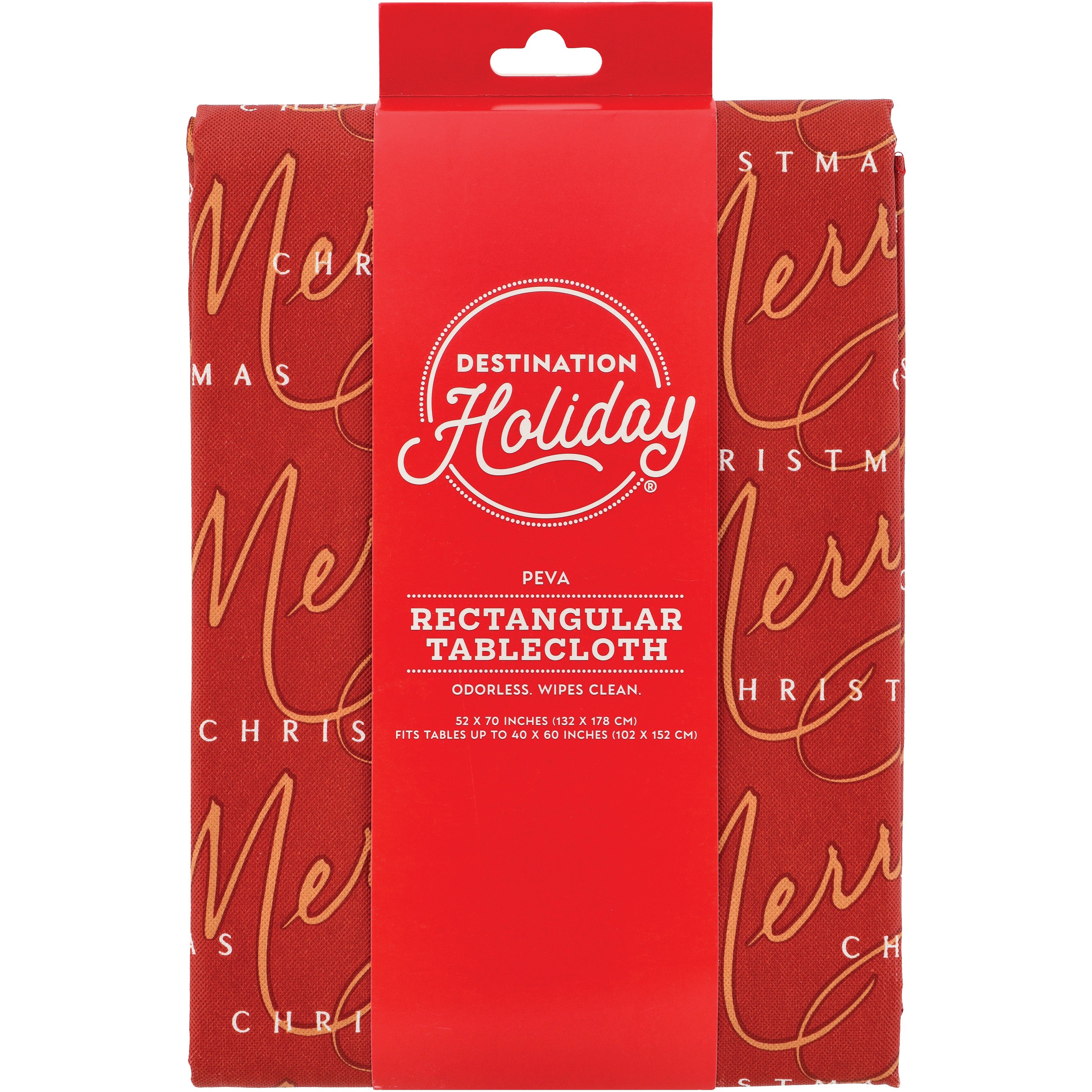 Destination Holiday Merry Christmas Vinyl Rectangular Tablecoth Red 5789