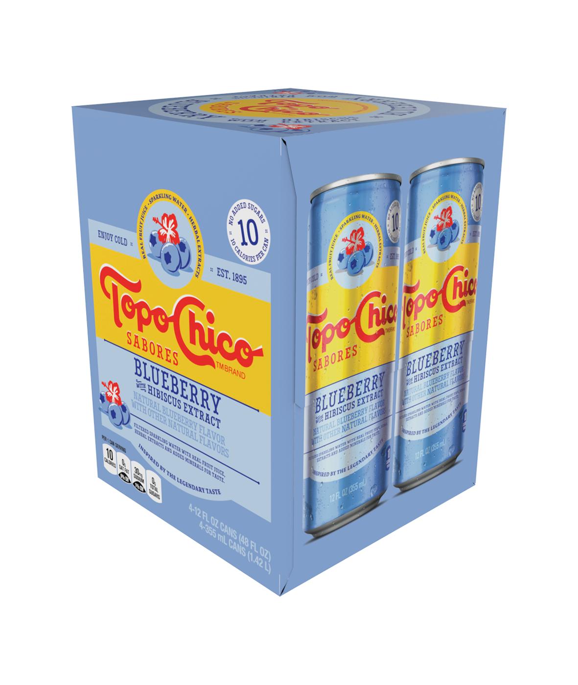 Topo Chico Sabores Blueberry with Hibiscus Sparkling Mineral Water 12 ...