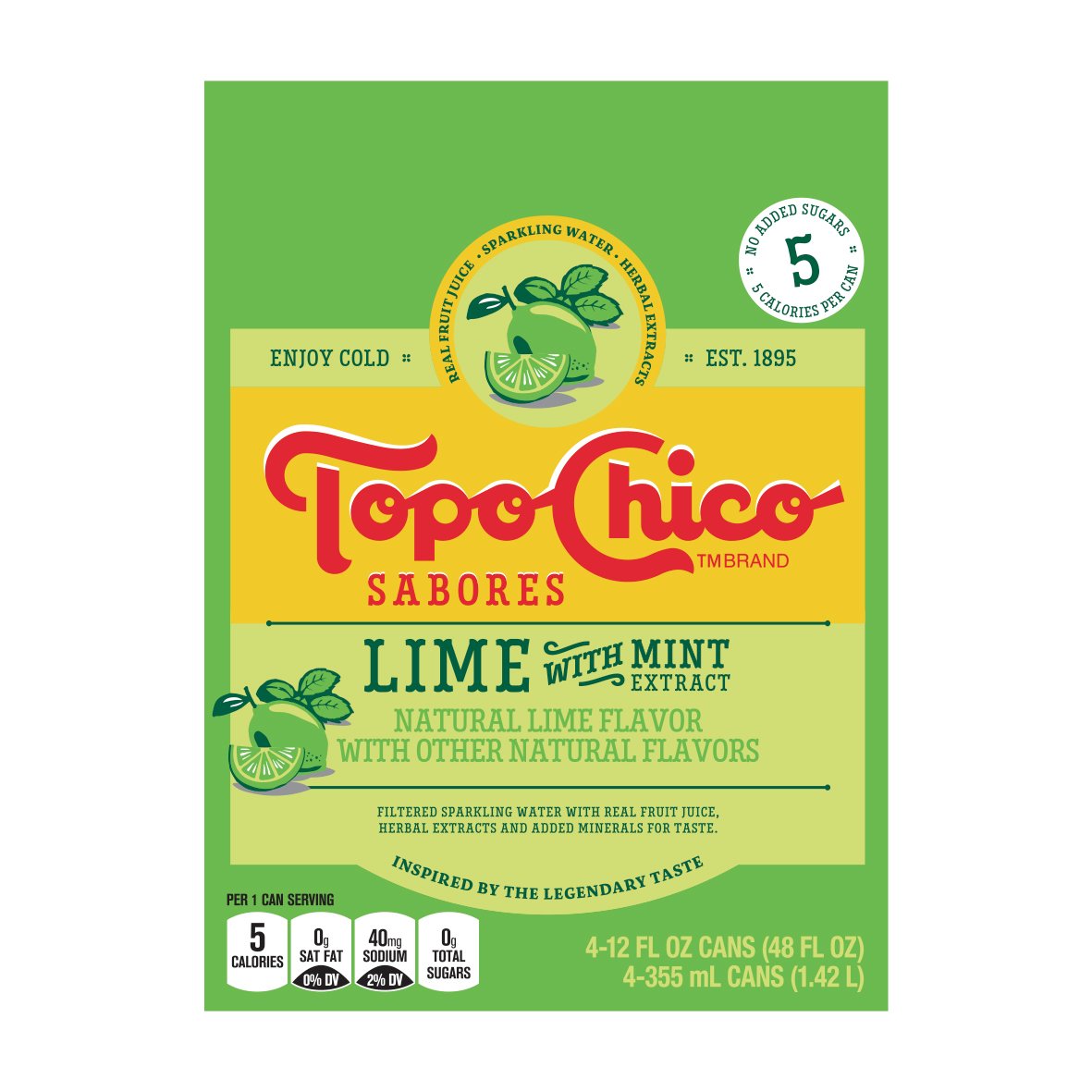 Topo Chico Sabores Lime with Mint Sparkling Mineral Water 12 oz Cans ...