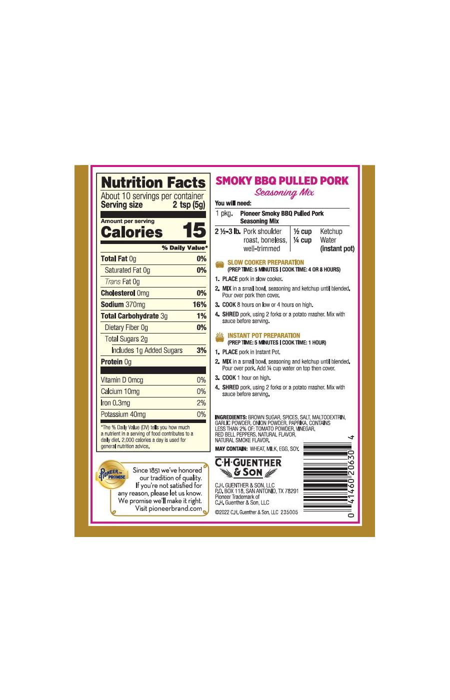 Pioneer Brand Smoky BBQ Pulled Pork Seasoning Mix - Shop Spice mixes at ...