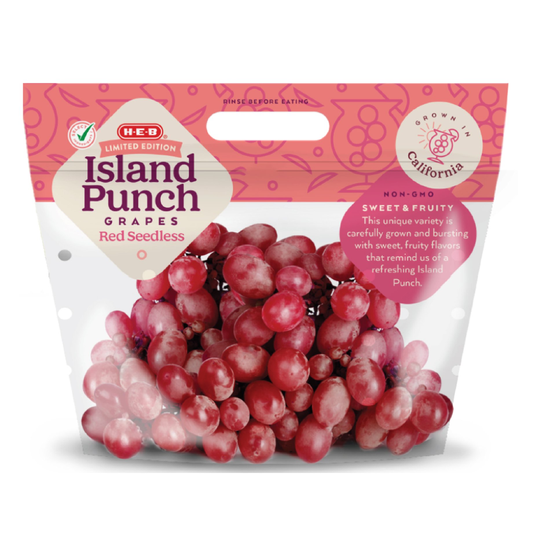 H-E-B Island Punch Red Seedless Grapes - Shop Grapes at H-E-B
