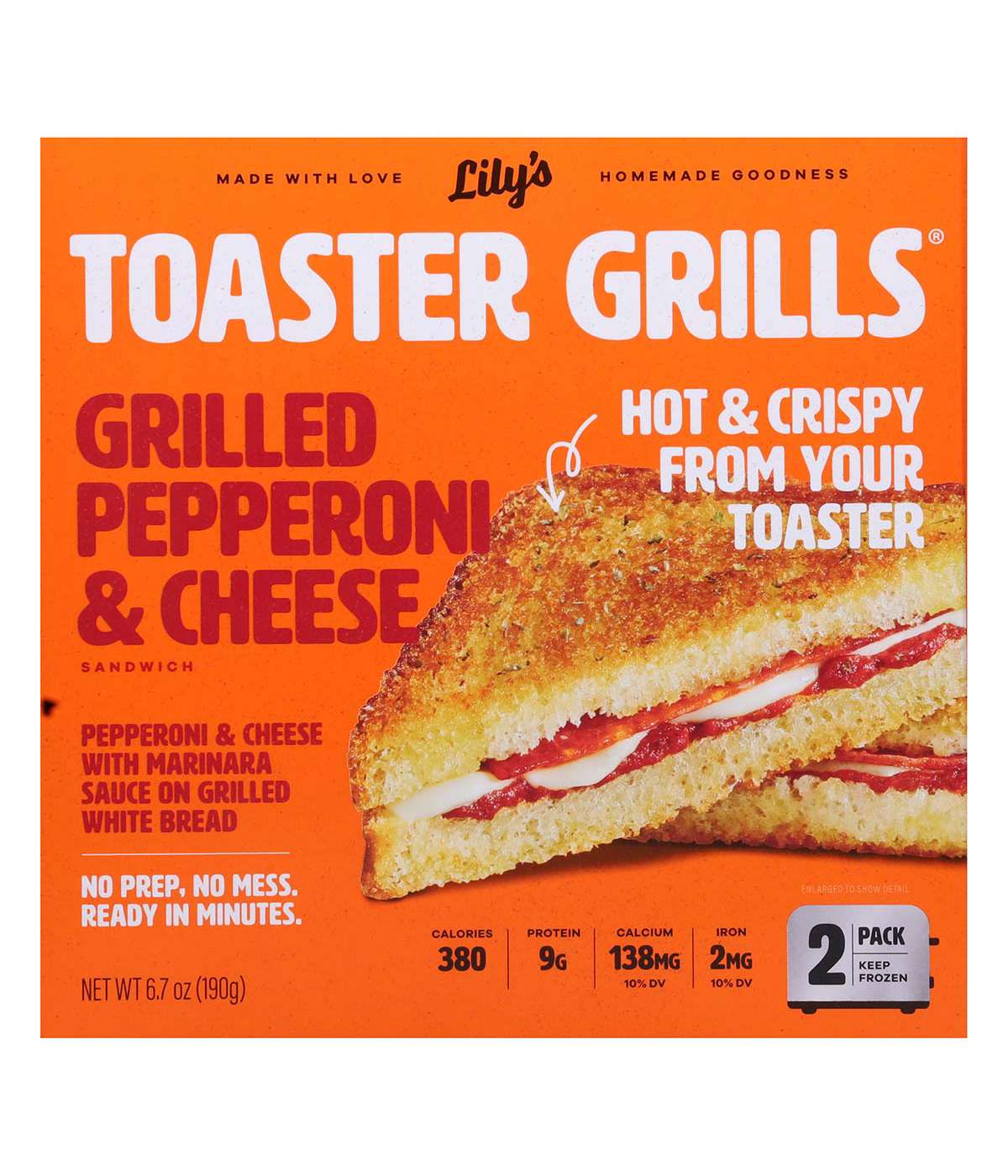 Lily's Toaster Grills Frozen Sandwiches - Grilled Pepperoni & Cheese ...