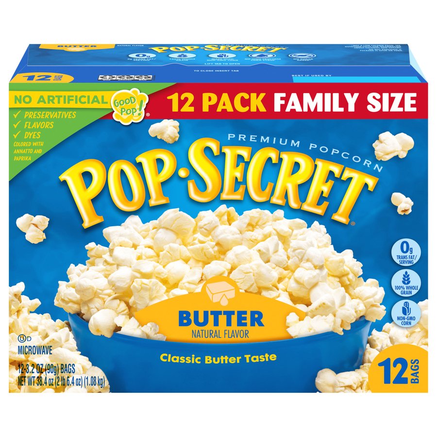 Pop Secret Butter Flavor Microwave Popcorn 12 pk Bags - Shop Popcorn at ...