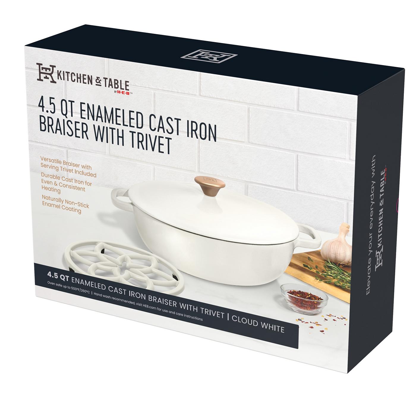 Kitchen & Table by H-E-B Enameled Cast Iron Braiser with Trivet - Cloud ...