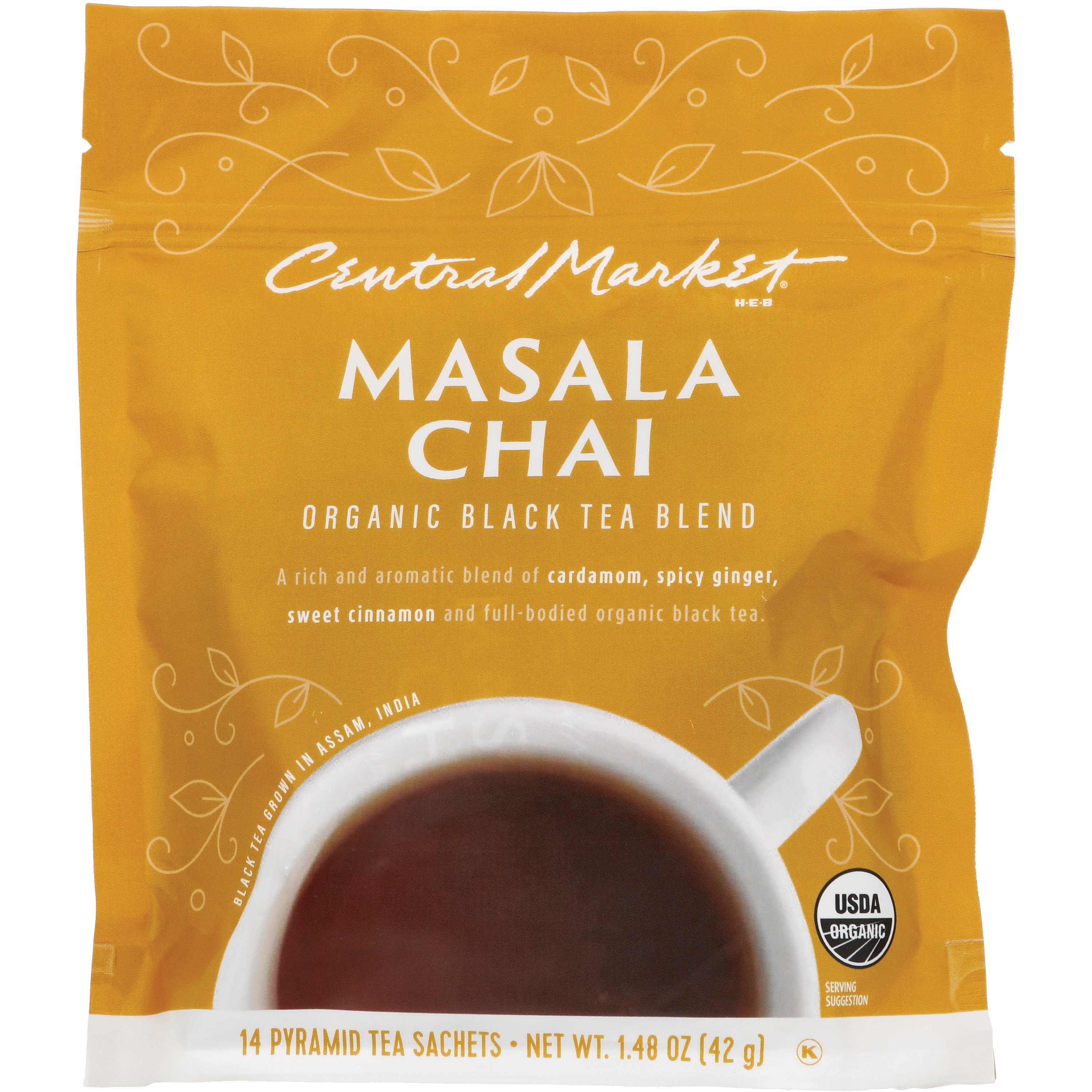 Central Market Masala Chai Black Tea Pyramid Tea Sachets, 14 ct ...
