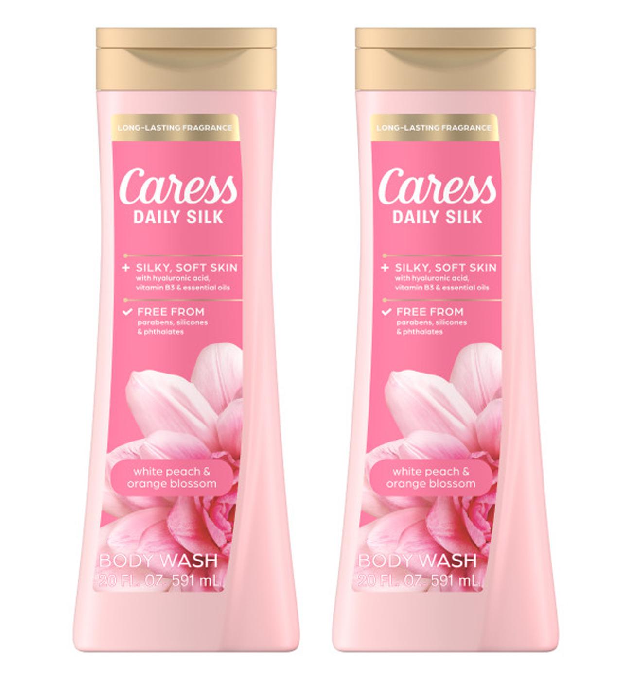 Caress Daily Silk Body Wash Twin Pack - White Peach & Orange Blossom ...