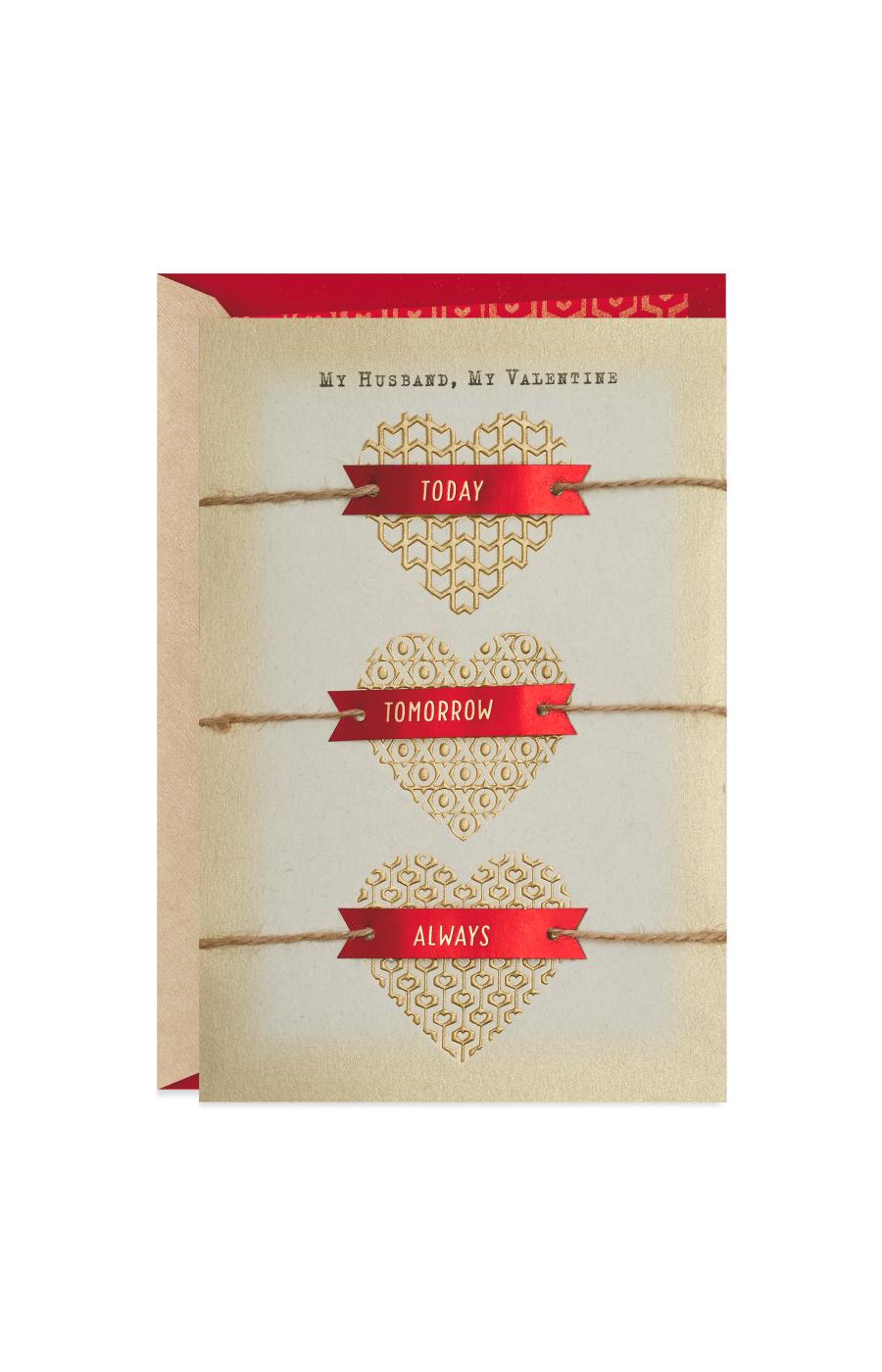 Hallmark Three Gold Hearts Valentine's Day Card for Husband - S7 - Shop ...