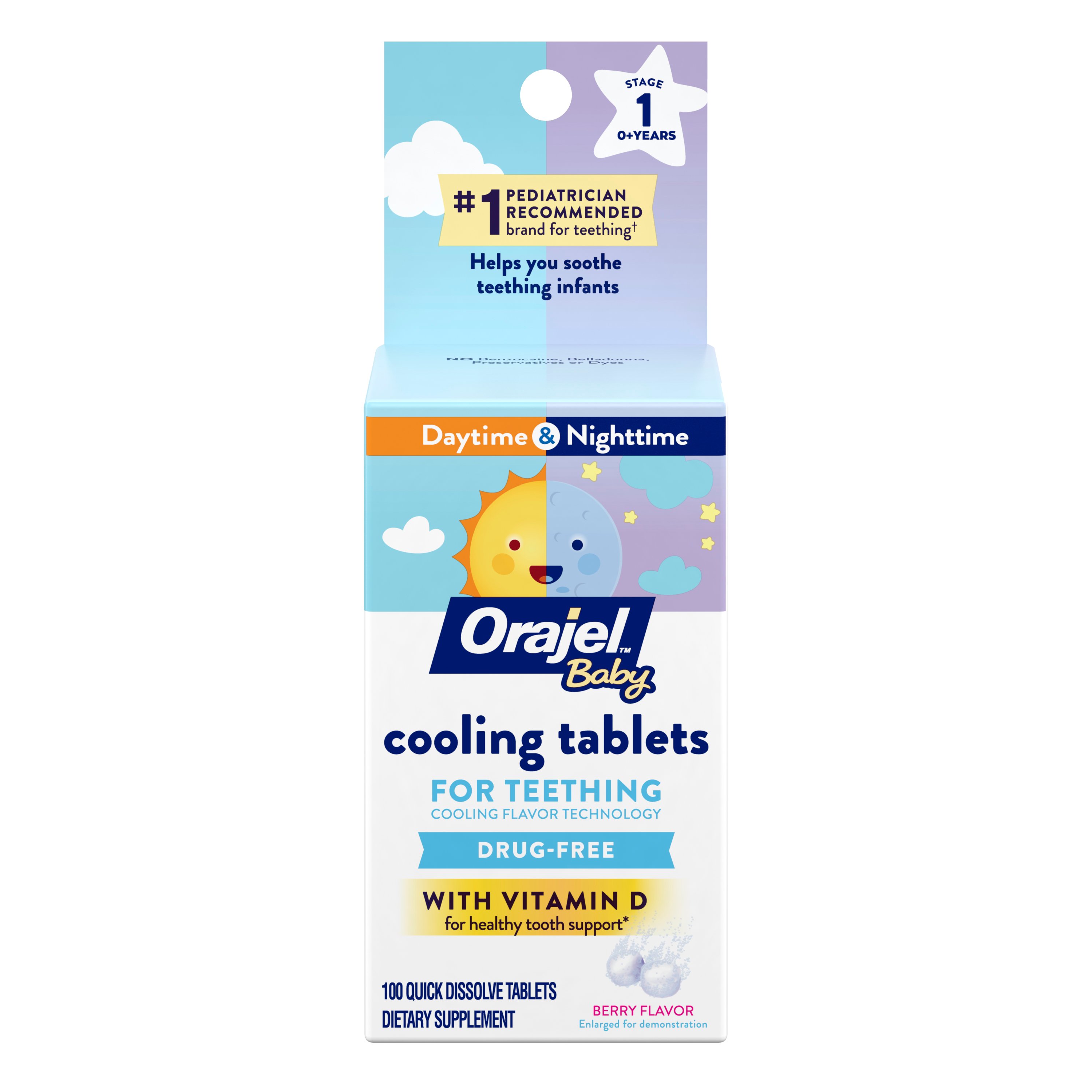 Baby Orajel Cooling Tablets For Teething Daytime & Nighttime - Berry ...
