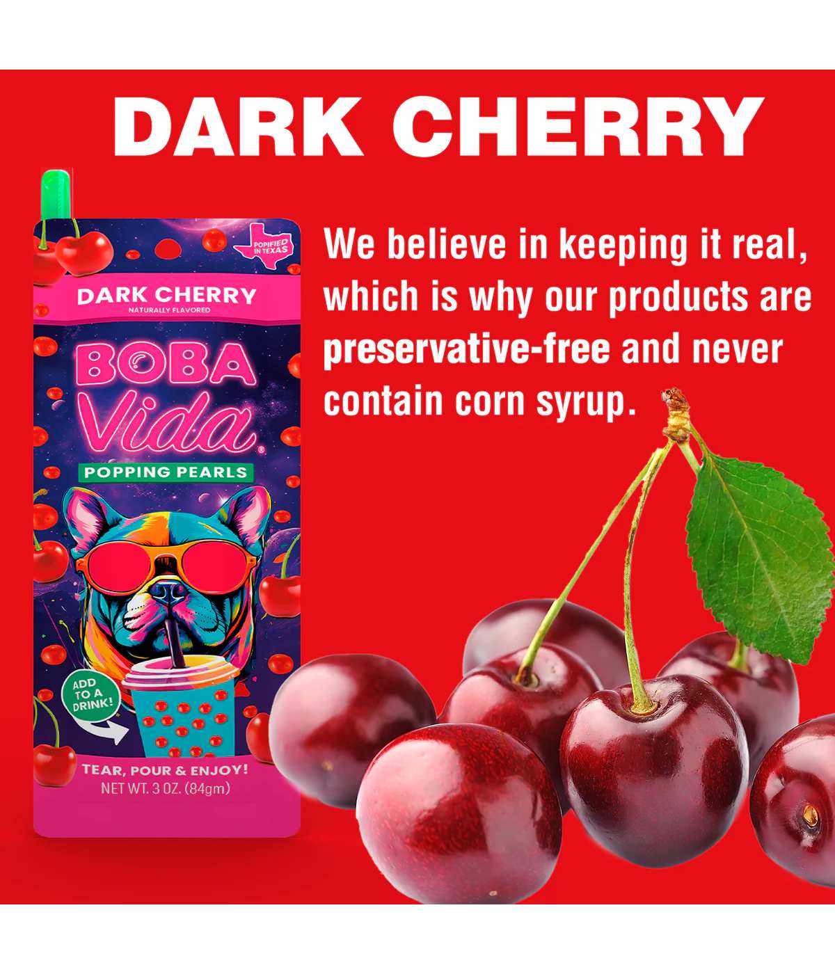 Boba Vida Dark Cherry Popping Boba - Shop Tea at H-E-B