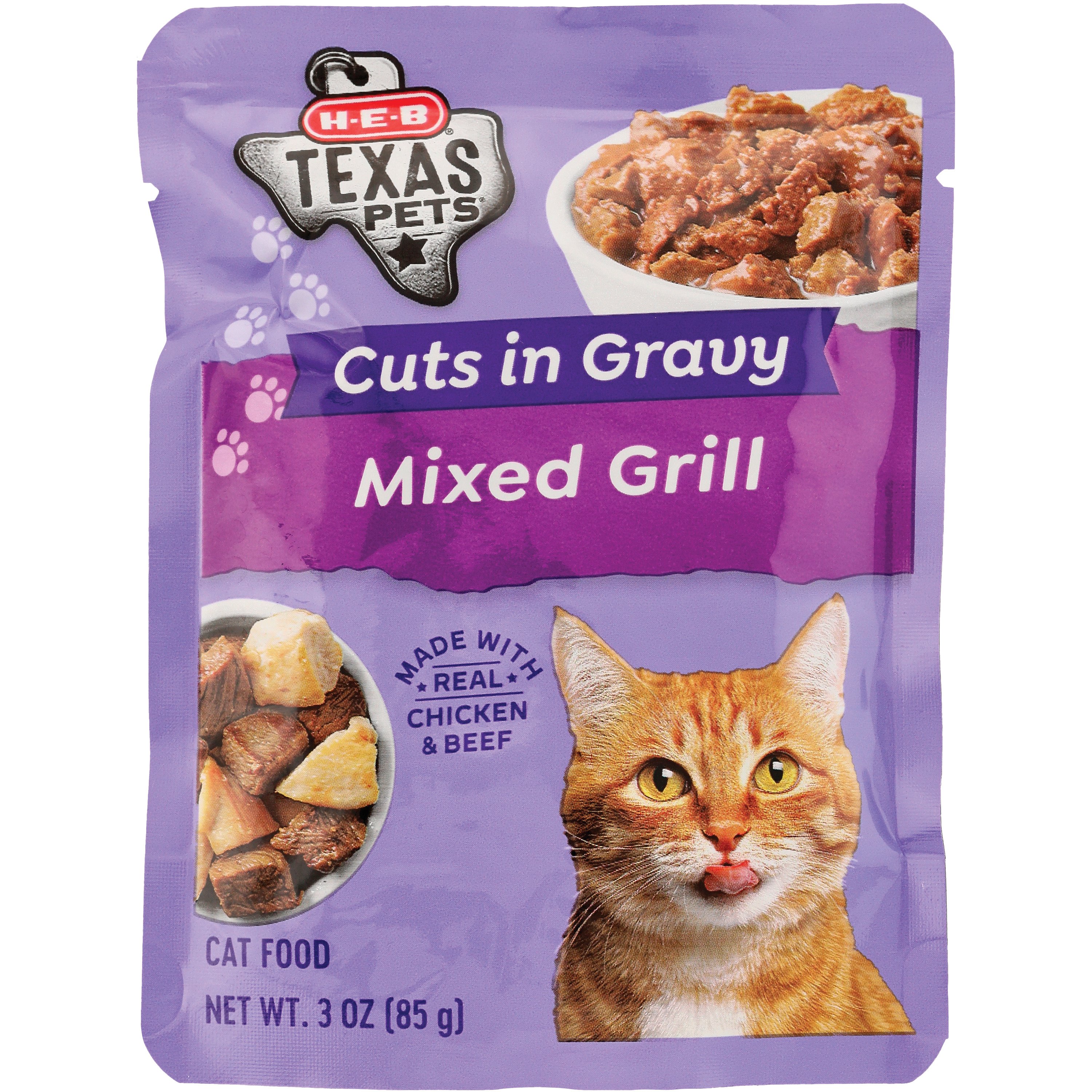 H-E-B Texas Pets Cuts in Gravy Wet Cat Food Pouch – Mixed Grill - Shop ...