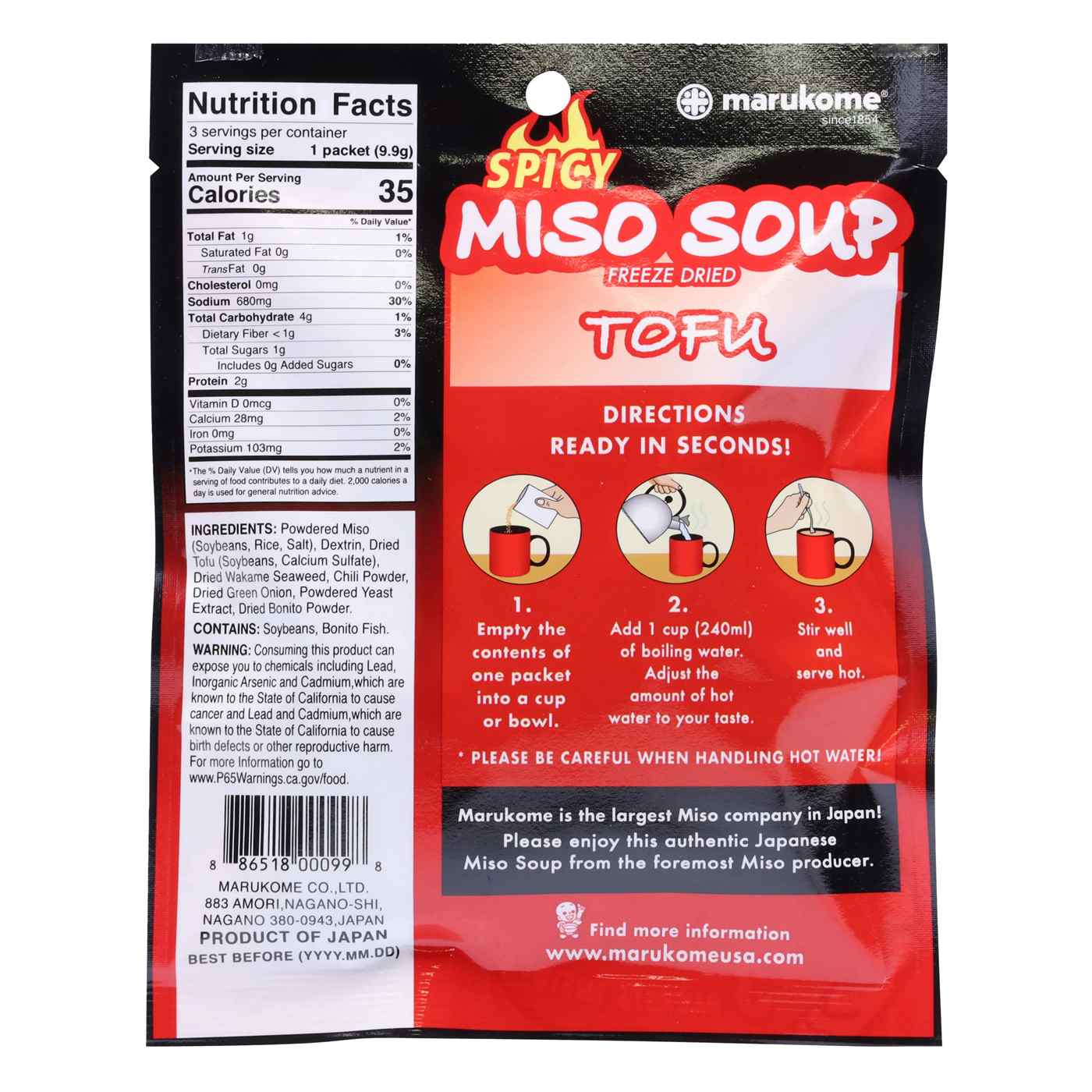 Marukome Spicy Miso Instant Soup Packs - Tofu - Shop Soups & chili at H-E-B