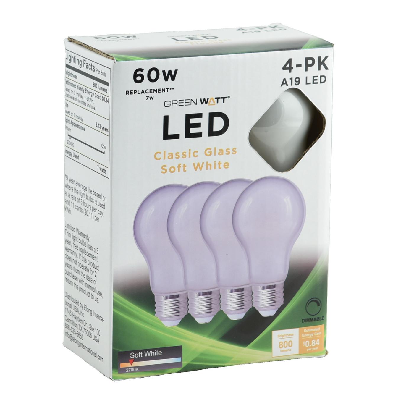 Green Watt A19 60-Watt Frosted LED Light Bulbs - Soft White - Shop ...
