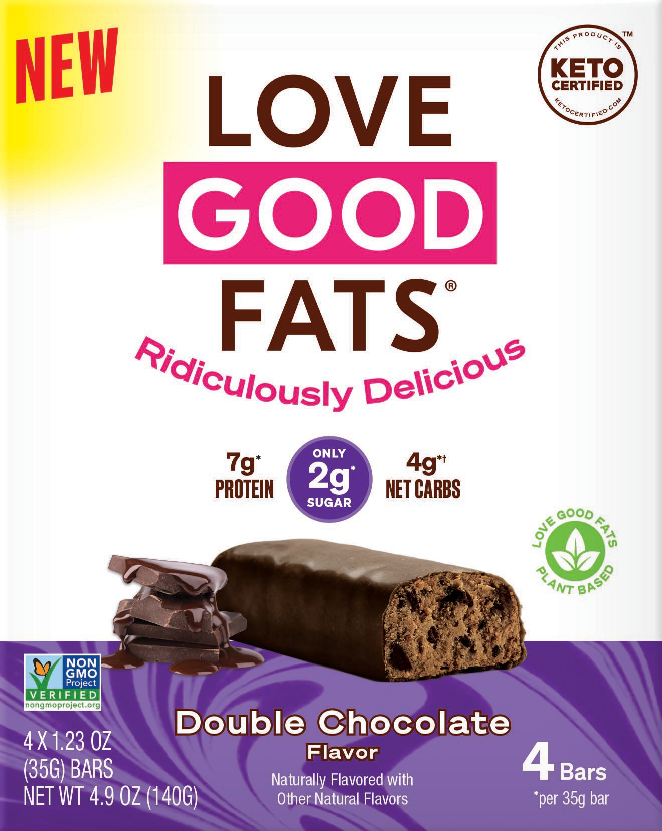 Love Good Fats Keto Bars - Double Chocolate - Shop Diet & fitness at H-E-B