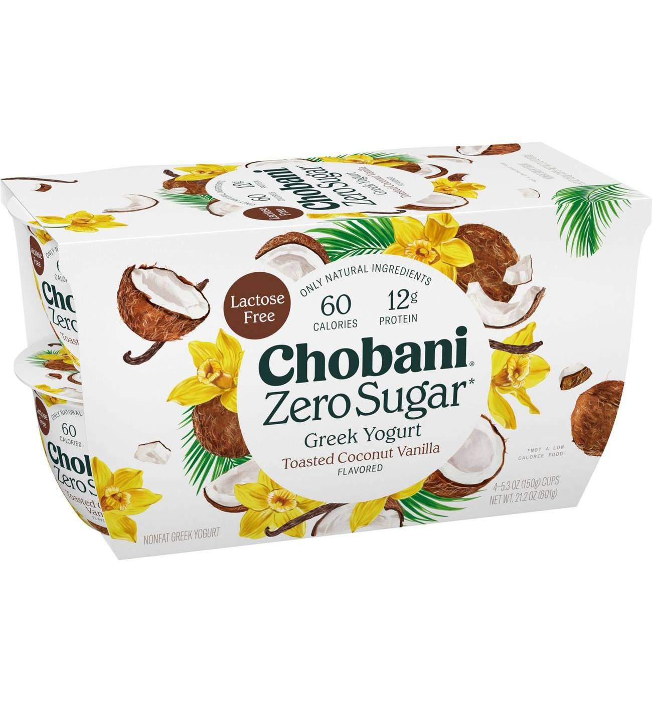 Chobani Zero Sugar Non-Fat Toasted Coconut Vanilla Greek Yogurt - Shop ...