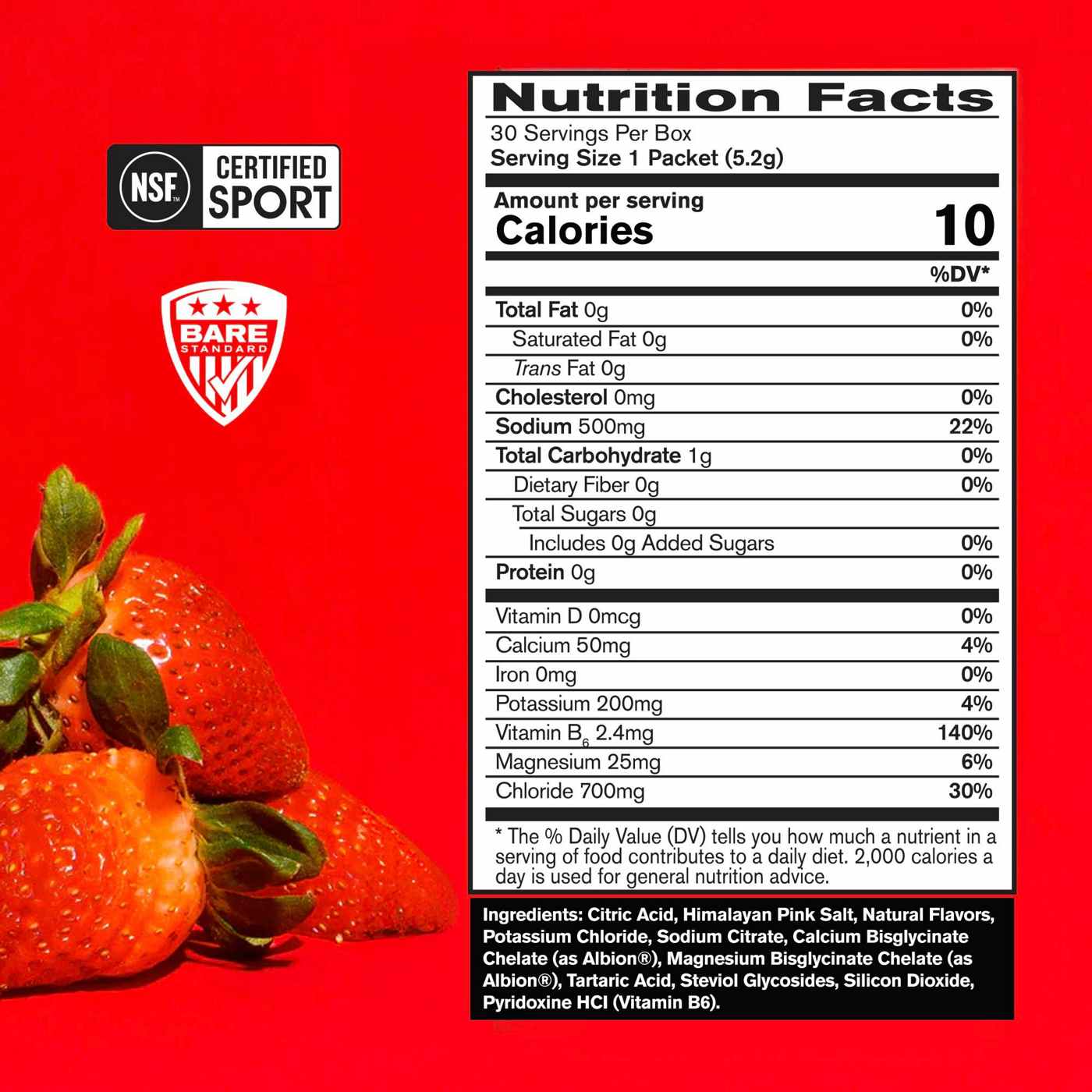 Bare Performance Nutrition Electrolytes Hydration Drink Mix Packets ...