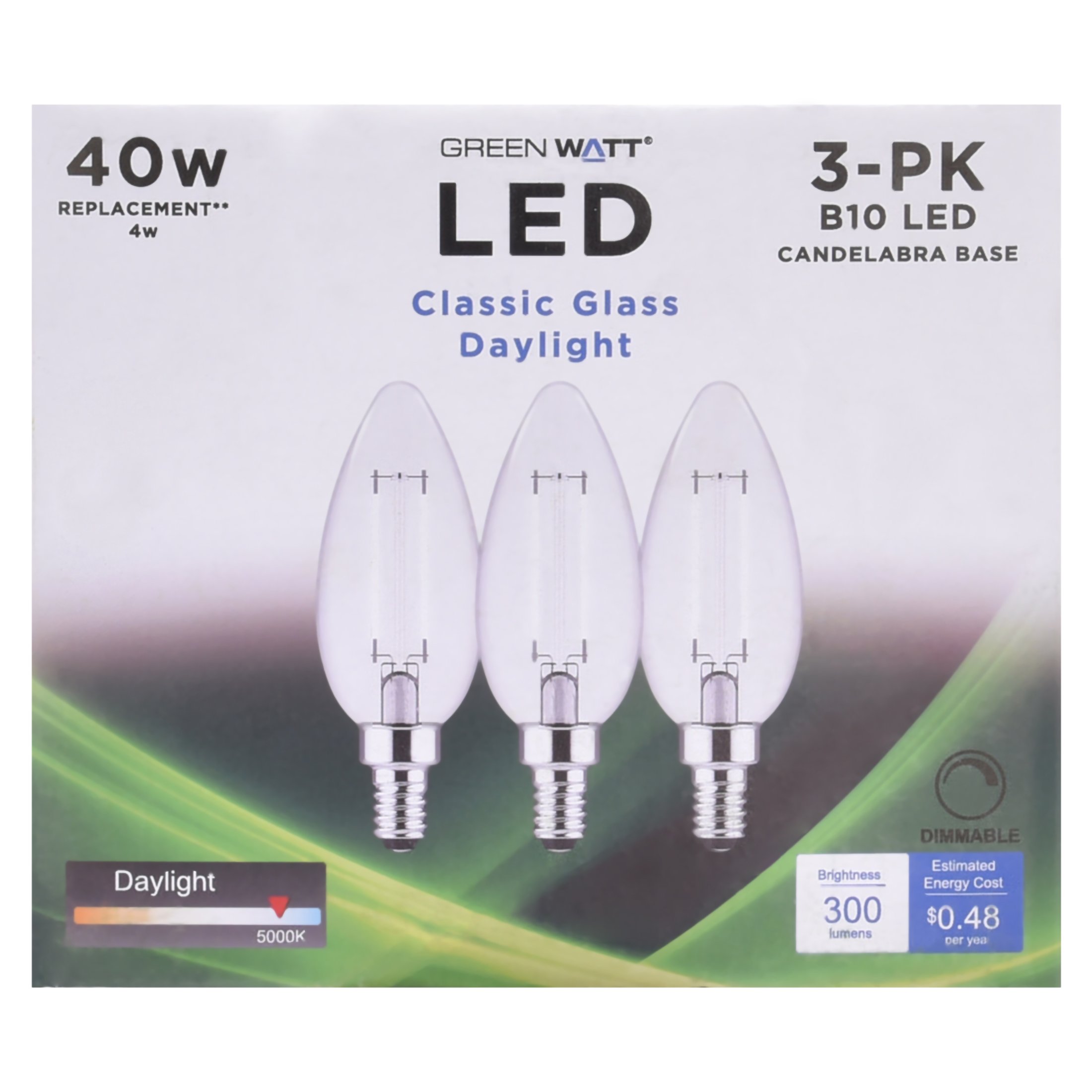 Green Watt B10 40-Watt Clear E12 LED Light Bulbs - Daylight - Shop ...