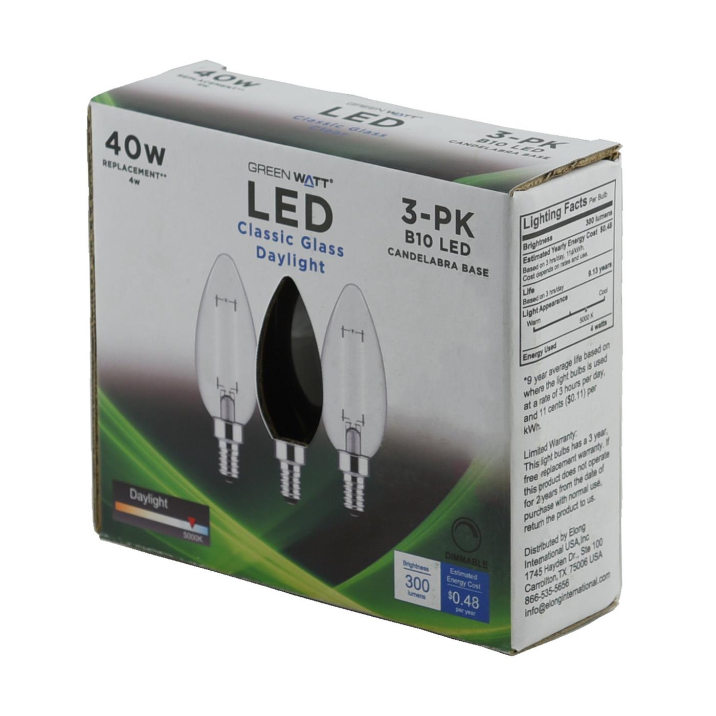 Green Watt B10 40-Watt Clear E12 LED Light Bulbs - Daylight - Shop ...
