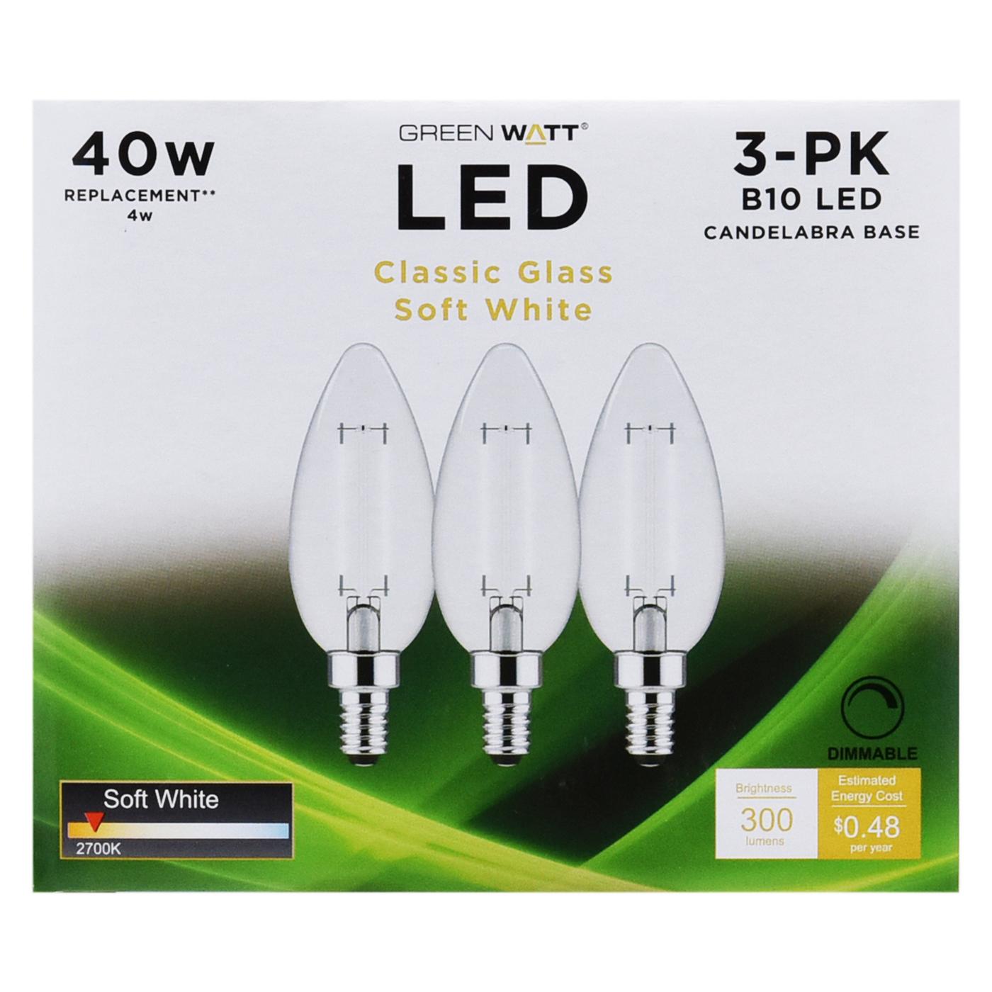 Green Watt B10 40-Watt Clear E12 LED Light Bulbs - Soft White - Shop ...
