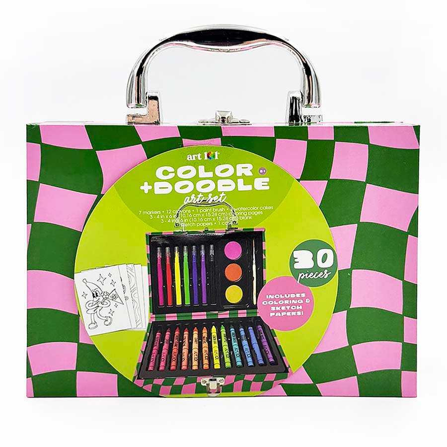 Art 101 Color & Doodle Art Set - Pink & Green Retro - Shop Kits at H-E-B