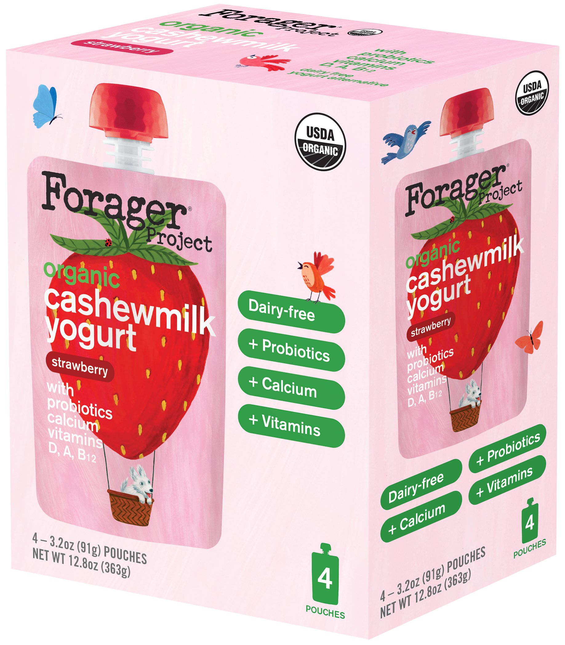 Forager Project Organic Kids Strawberry Cashewmilk Yogurt Pouches ...