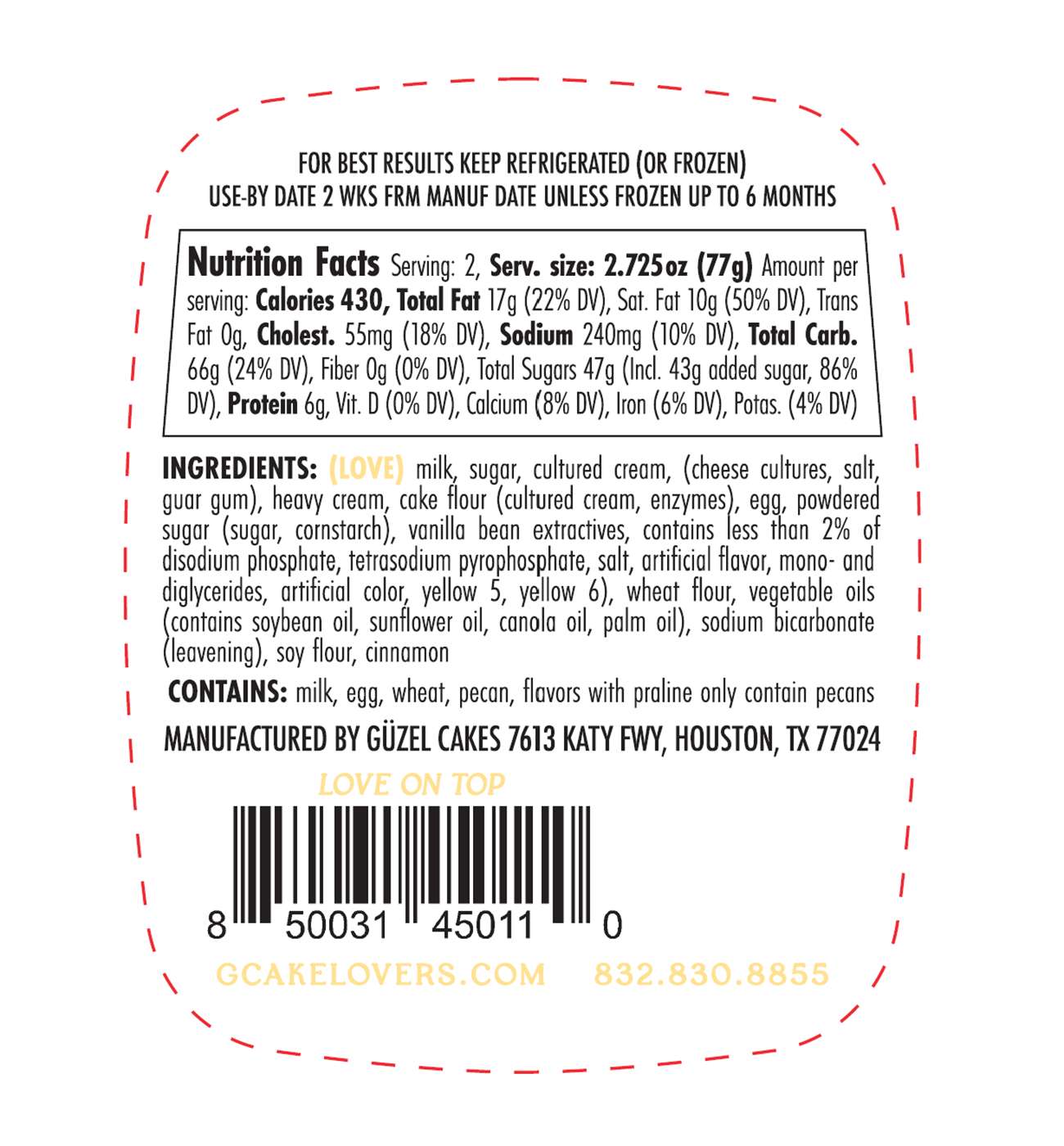 Guzel Cakes Cookie Drizzle Gourmet Dessert - Love on Top - Shop Flan ...