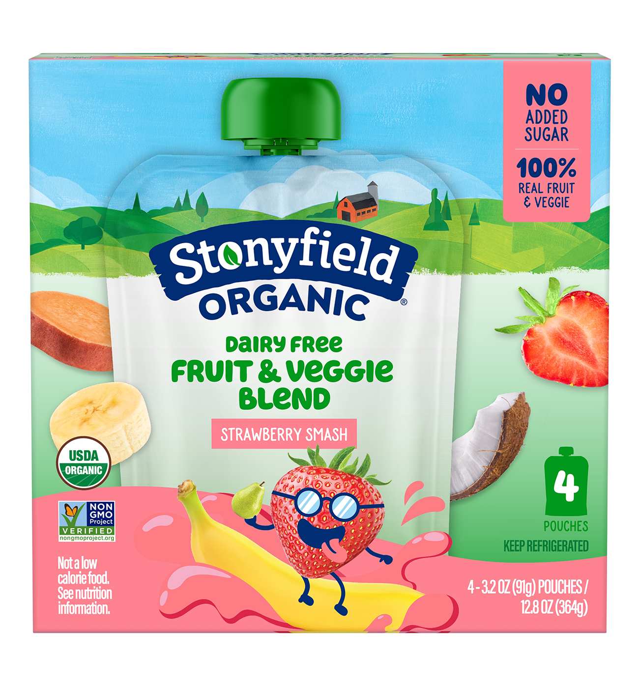 Stonyfield Organic Dairy-Free Smoothie Pouches - Strawbana Smash - Shop ...