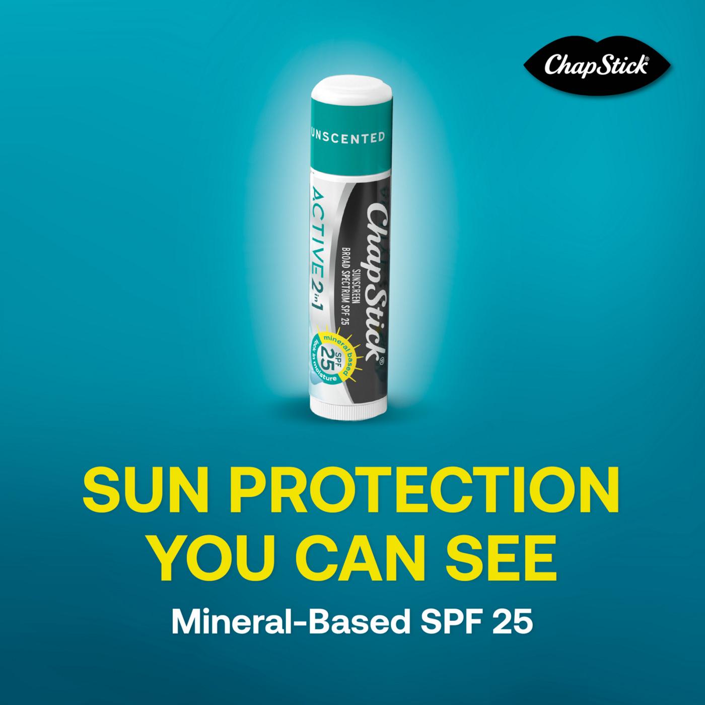 Chapstick Active 2 in 1 SPF 25 Mineral Base Unscented - Shop Lip balm & treatments at H-E-B