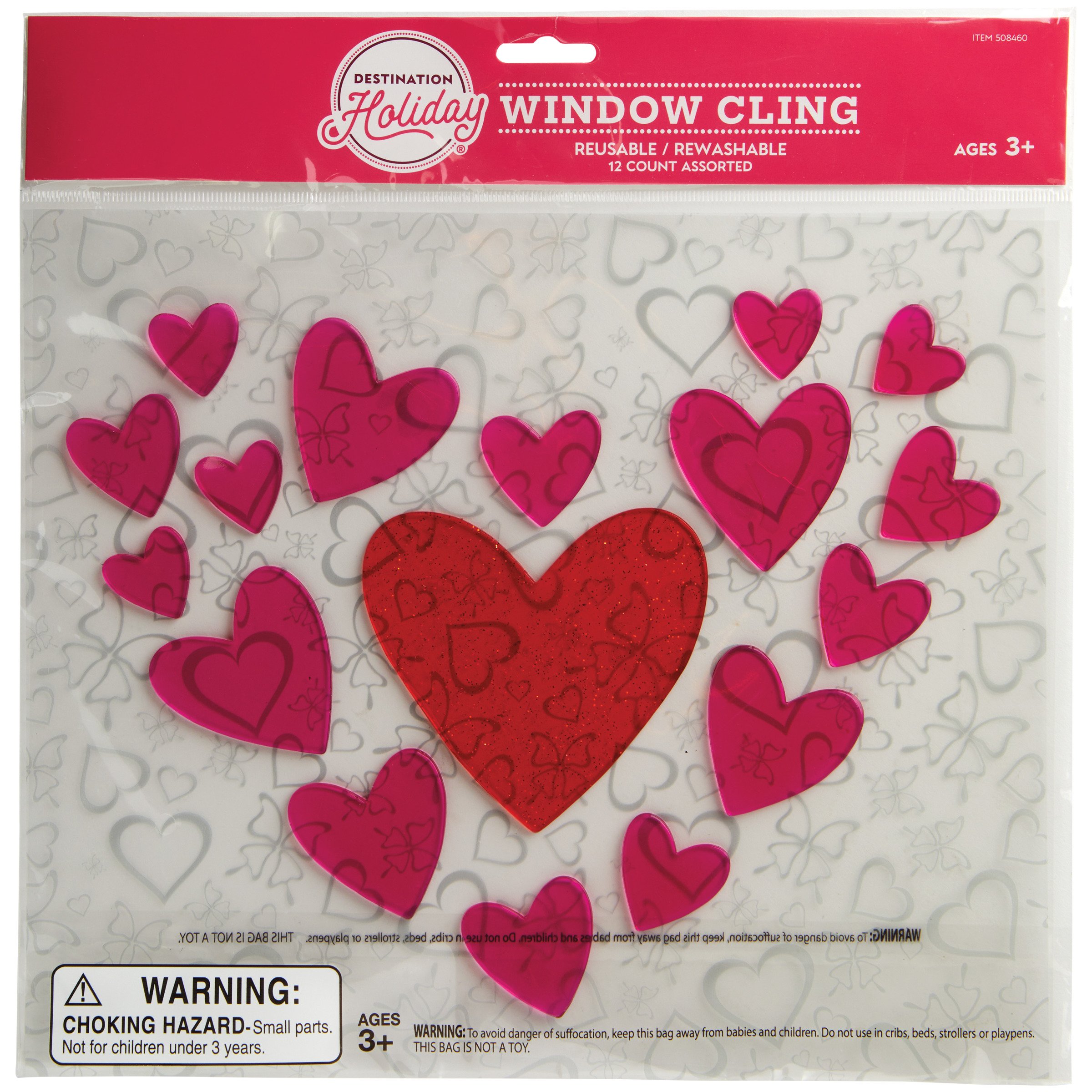 Destination Holiday Valentine's Day Multi Heart Gel Cling - Shop Party ...
