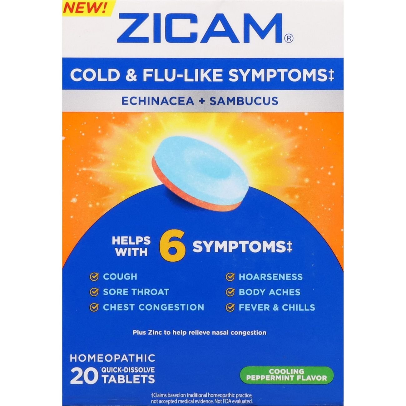 Zicam Cold & Flu Like Symptoms Homeopathic Quick Dissolve Tablets ...