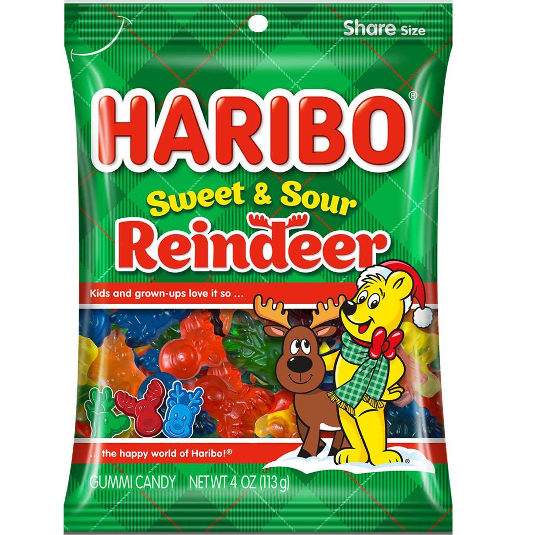 Haribo Sweet & Sour Reindeer Christmas Candy - Share Size - Shop Candy ...