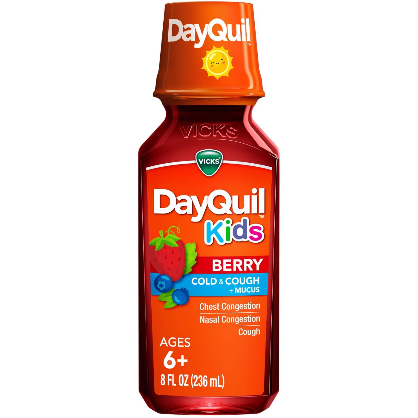 Vicks DayQuil Kids Cold & Cough + Mucus Relief Liquid, Multi-Symptom ...