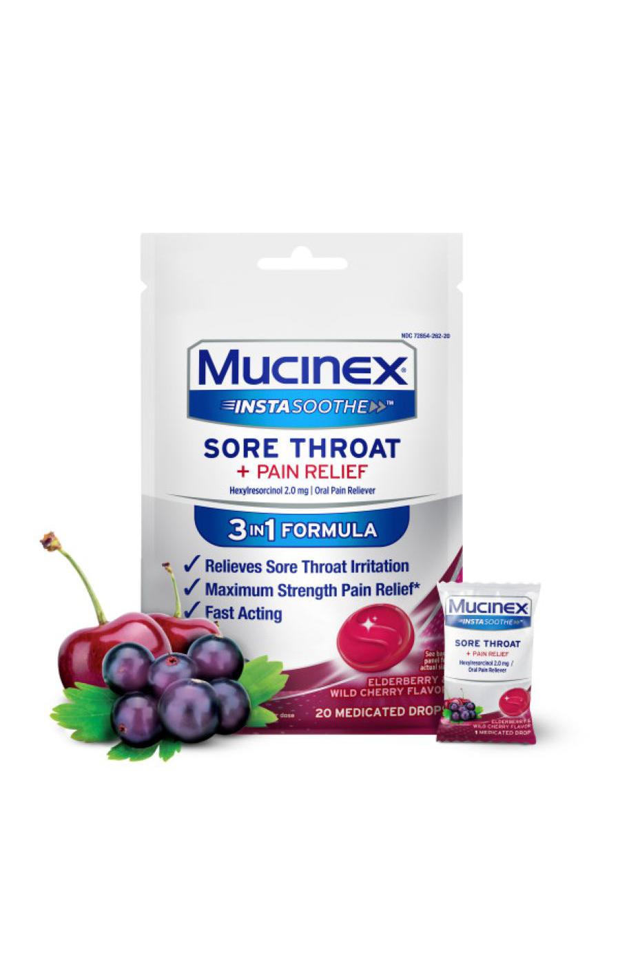 Mucinex Insta-Soothe Sore Throat + Pain Relief - Elderberry & Wild ...