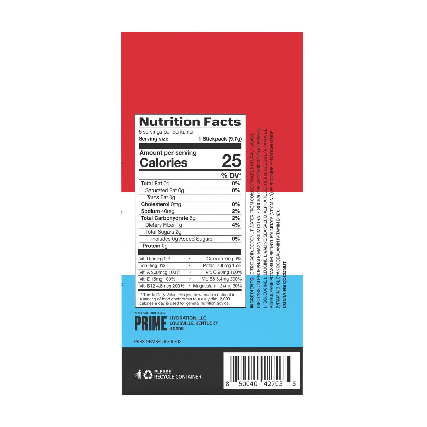 PRIME Hydration Zero Added Sugar Stick Packs - Ice Pop - Shop Mixes ...