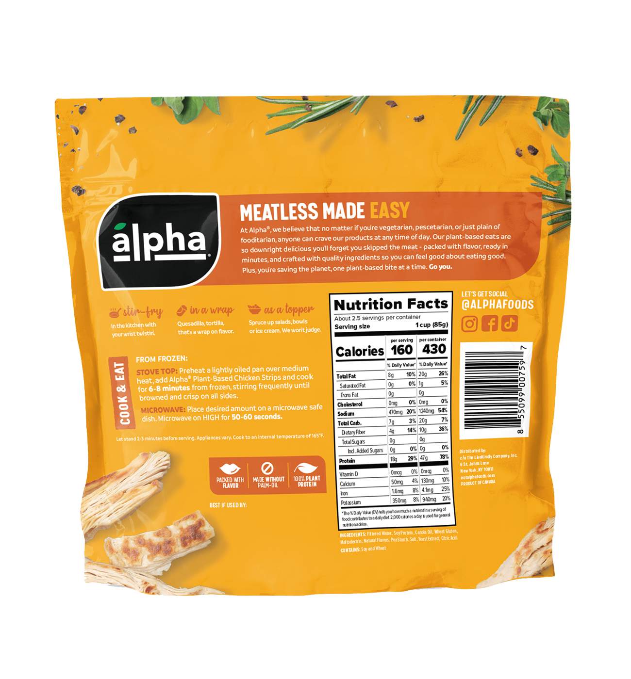 Alpha Frozen Plant-Based Homestyle Chik'n Strips - Shop Meat ...