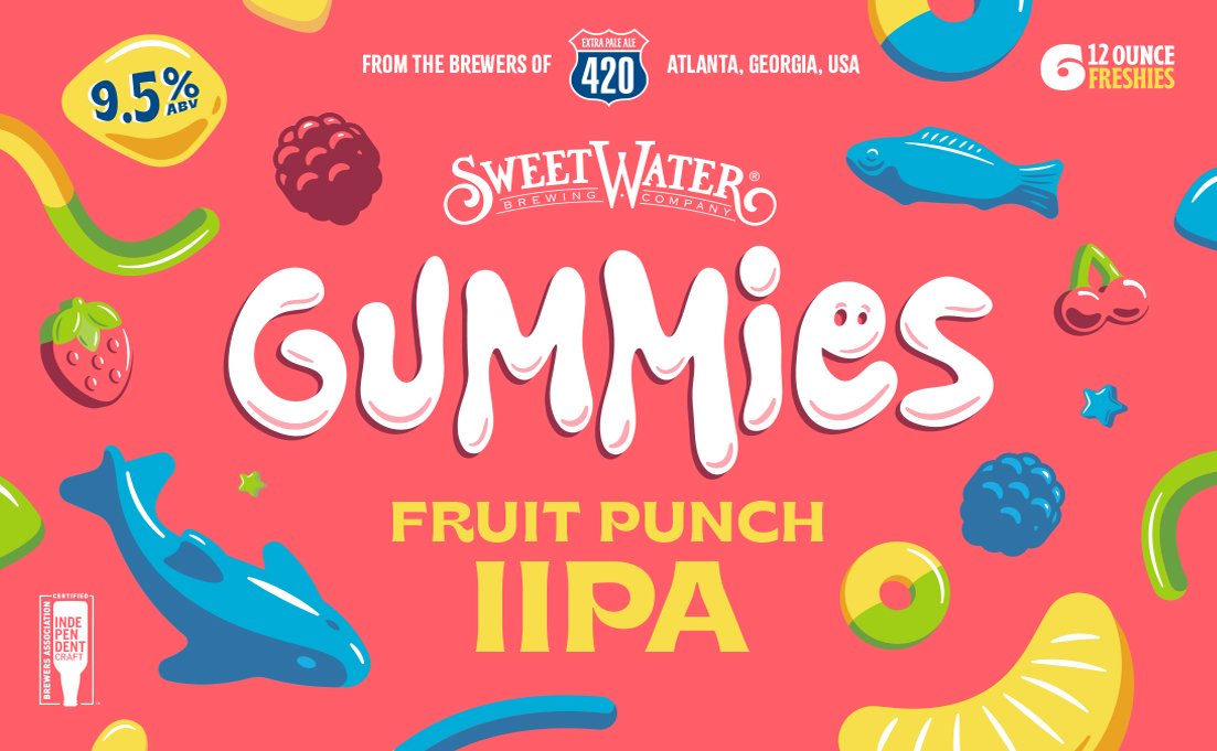 SweetWater Gummies Fruit Punch IIPA Craft Beer 6 pk Cans - Shop Beer at ...