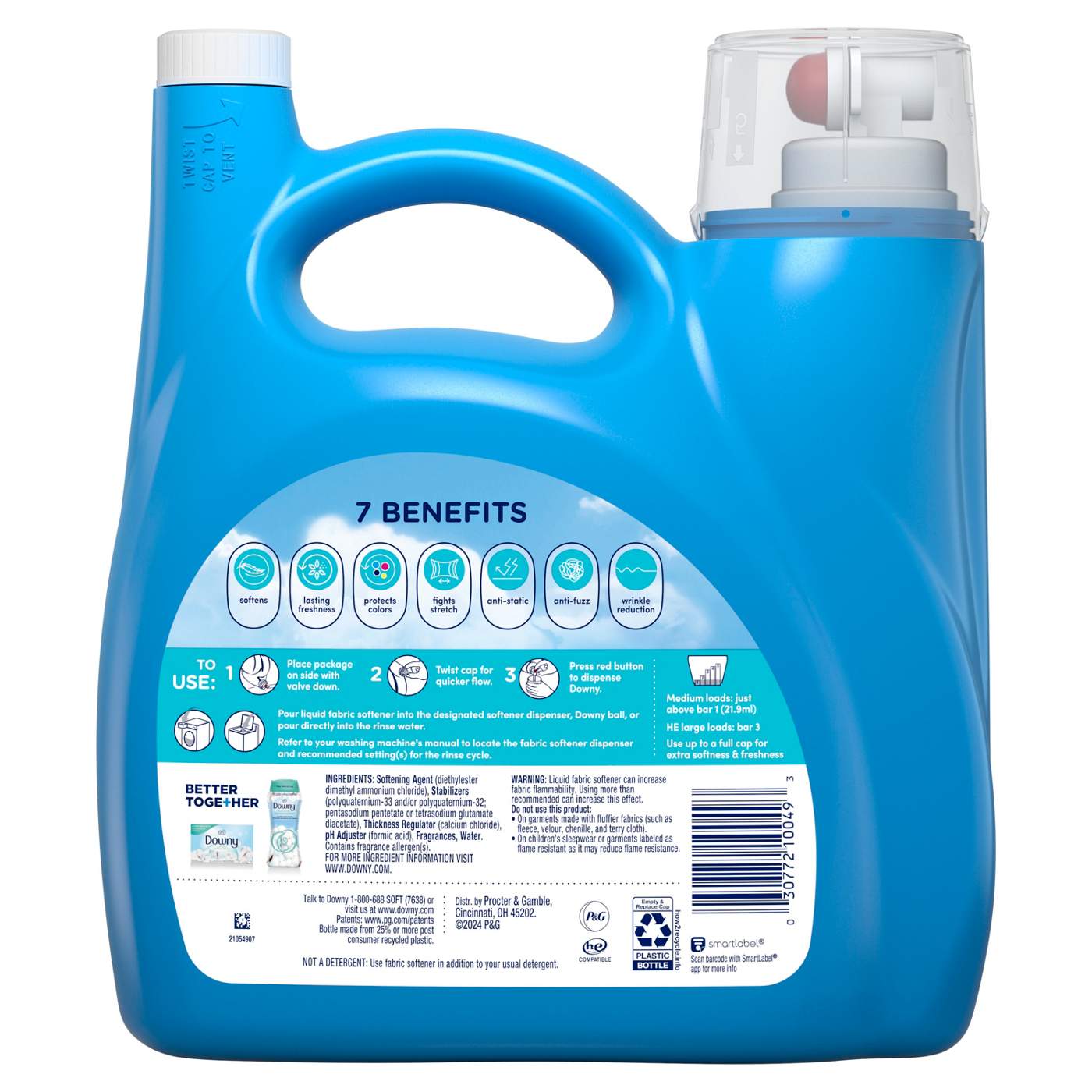 Downy Soft, 2 in 1 Soft &Fresh Liquid Fabric Softener, 190 Loads, Cool ...