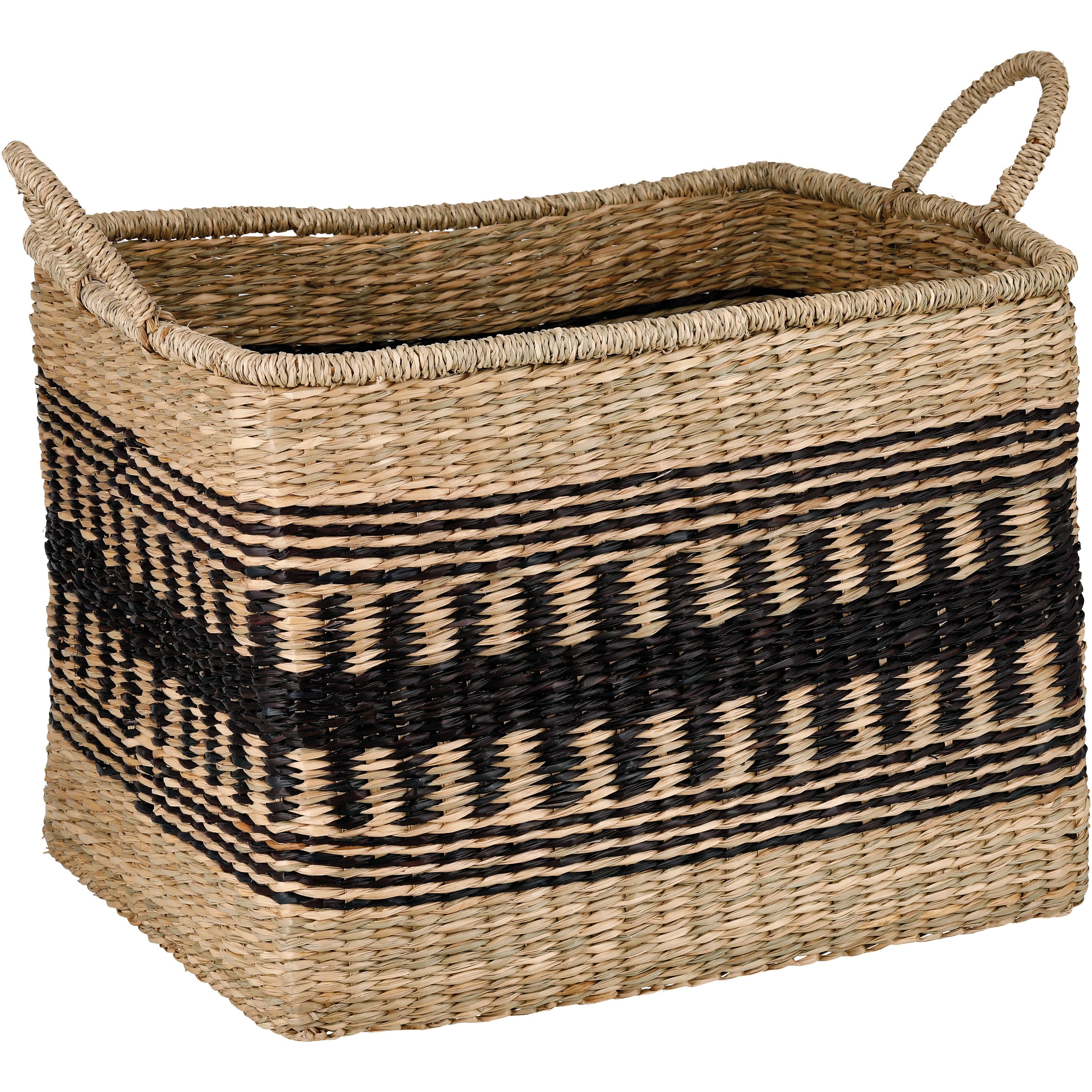 Haven + Key Rectangle Seagrass Basket with Handles - Black & Tan - Shop ...